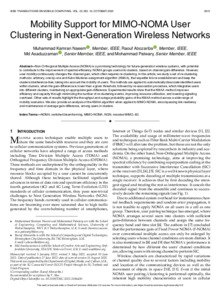 Mobility Support for MIMO-NOMA User Clustering in Next-Generation ...